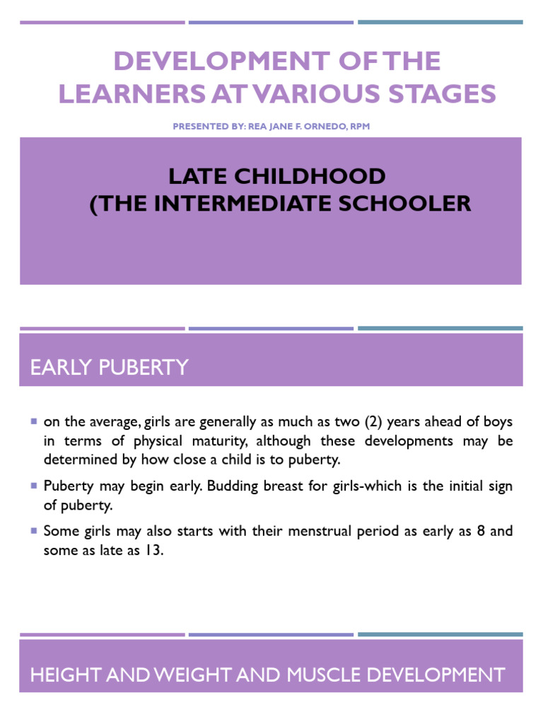 Developmental Stages of Late Childhood | PDF