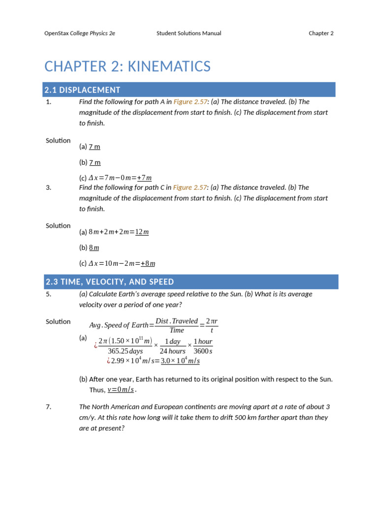 CollegePhysics2e SSM Ch02 | PDF | Acceleration | Speed