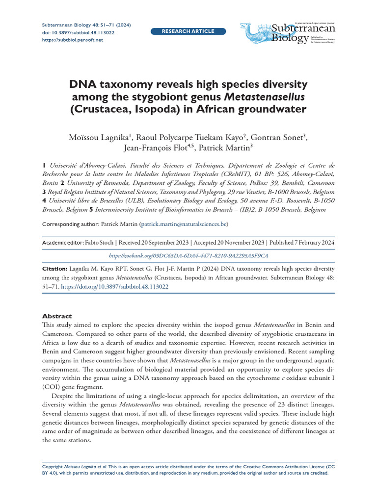 DNA Taxonomy Reveals High Species Diversity Among | PDF | Polymerase ...