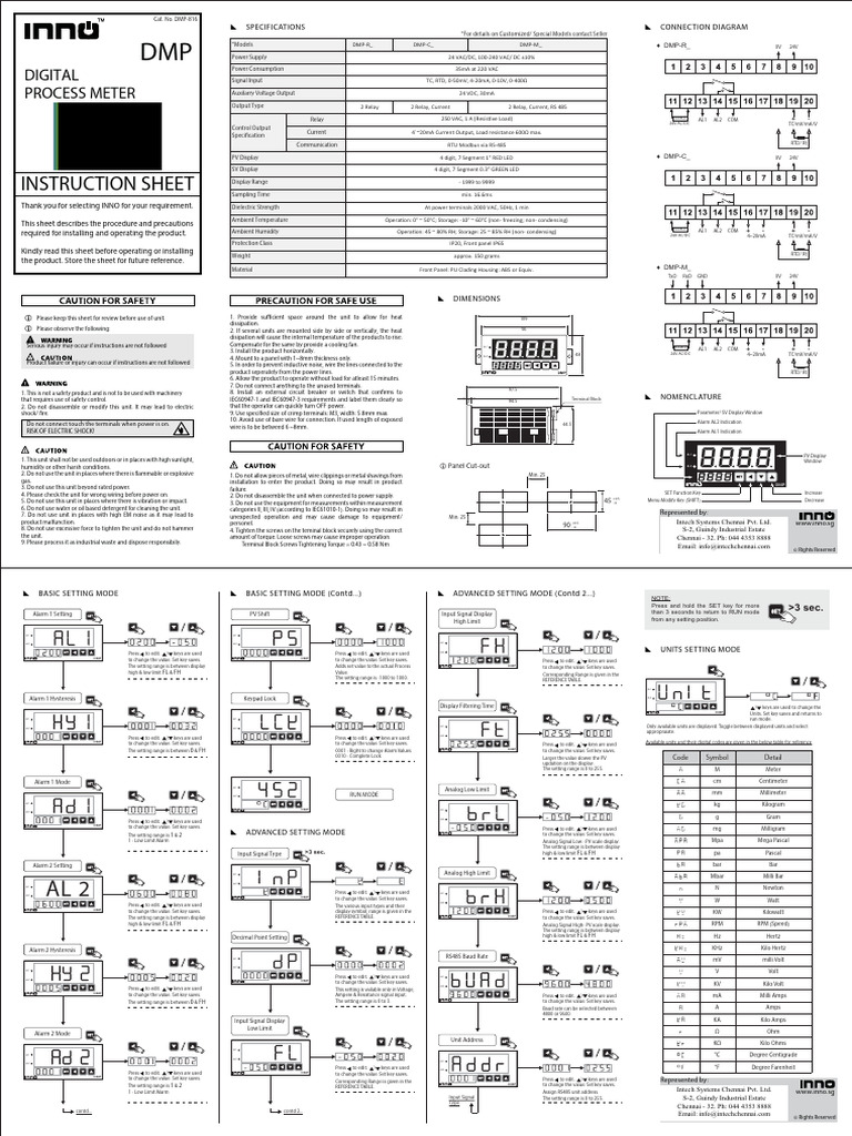 DMP Digital Process Meter M | PDF | Relay | Alternating Current