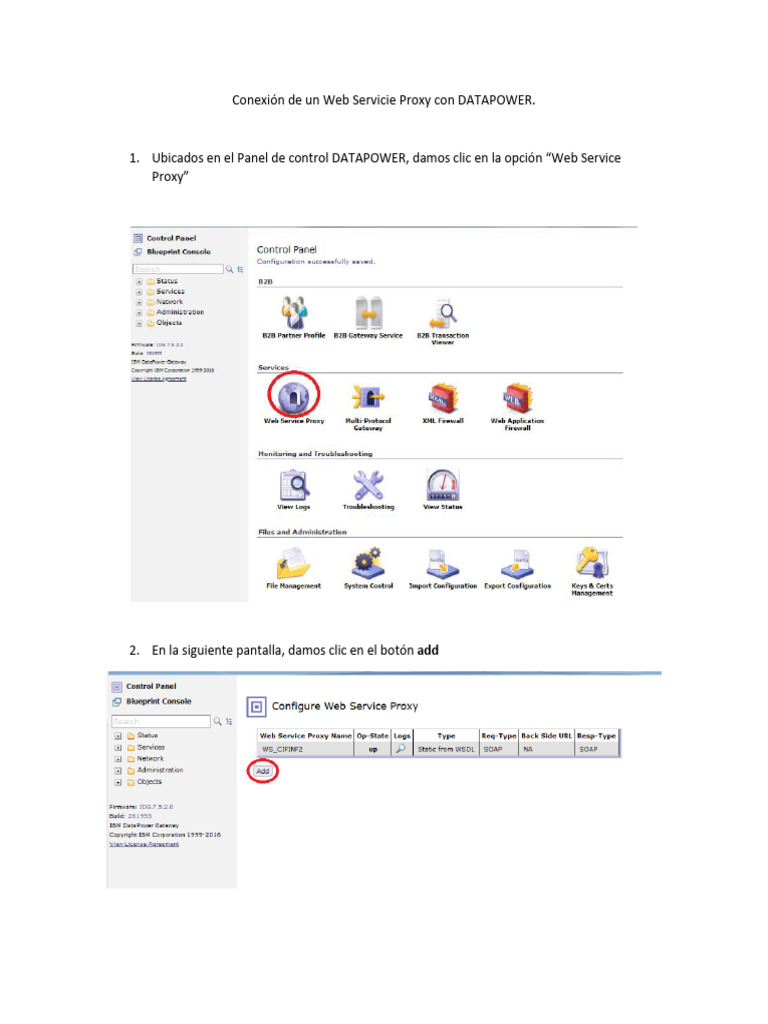 Conexión de Un Web Servicie Proxy Con DATAPOWER | PDF | Servidor proxy | Software