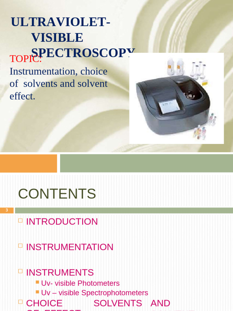 2.Instrumentation | PDF | Ultraviolet–Visible Spectroscopy | Spectrophotometry