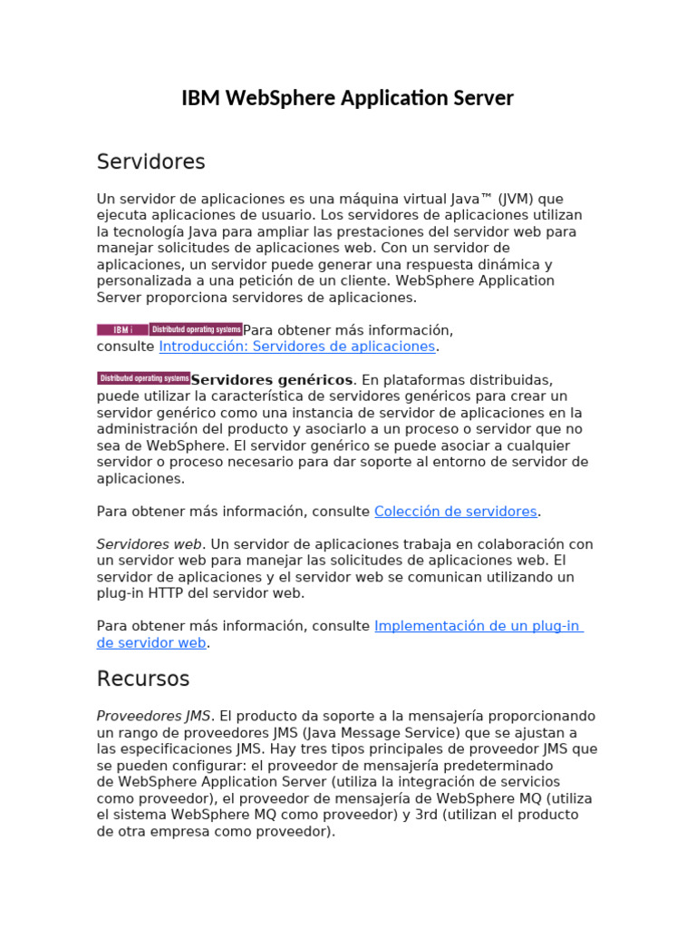 Documentacion General IBM WebSphere Application Server | PDF | Redes | Servidor web