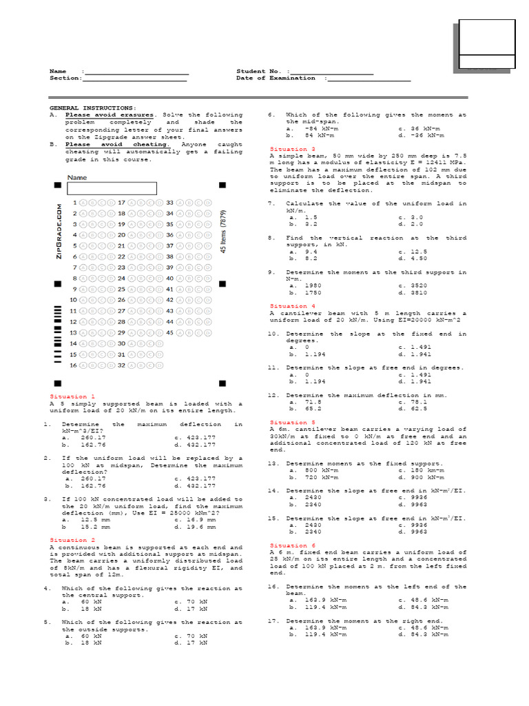 Practice 03 Structural Theoryy Questionaire | PDF | Solid Mechanics ...