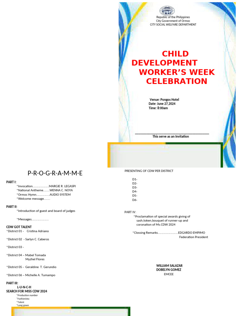 Cdw Week Program | PDF