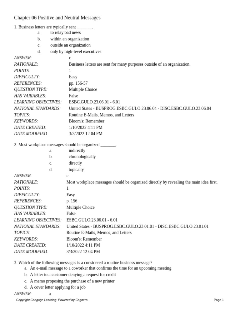 Chapter 06 Positive and Neutral Messages | PDF | Communication