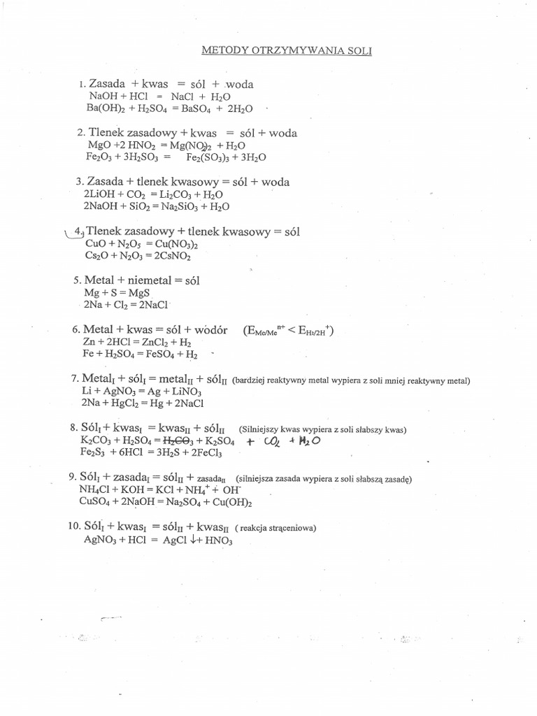 Metody Otrzymywania Soli | PDF