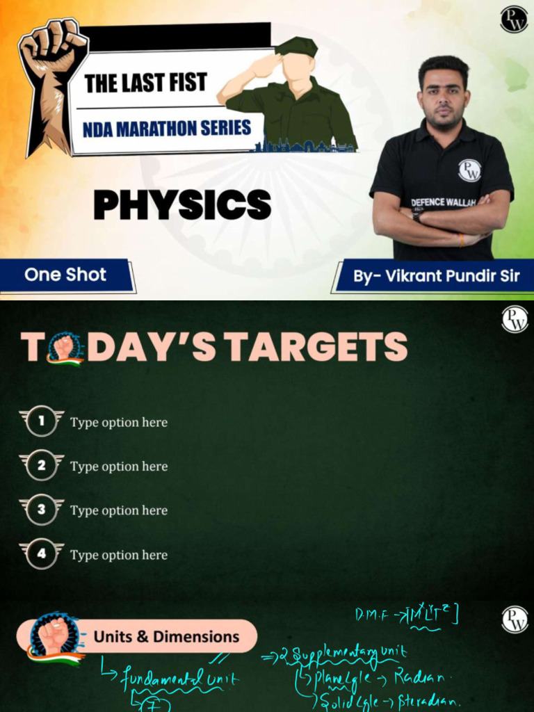 Lec 01 Physics Physics Marathon The Last Fist NDA Vikrant Singh | PDF