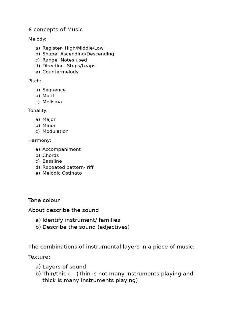 6 Concepts of Music | PDF