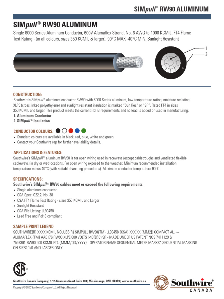 RW90_SIMpull_Aluminum _SpecSheet_HighRes | PDF | Electrical Engineering ...