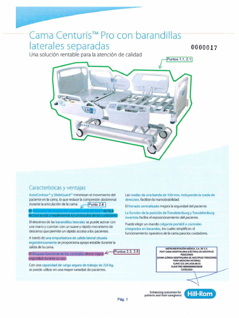 Cama Hospitalaria Múltiples Posiciones Centuris Pro | PDF