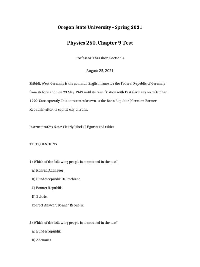 Physics 250 Chapter 9 Test | PDF