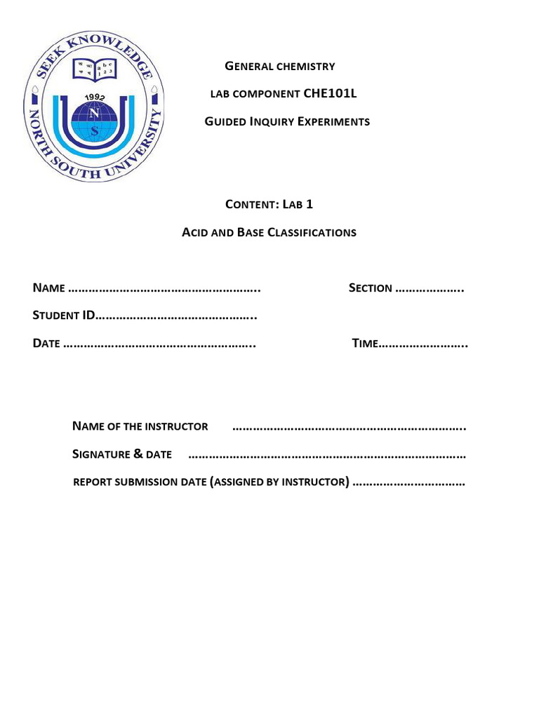 Acid and Base Classifications Lab Guide | PDF | Acid | Ph