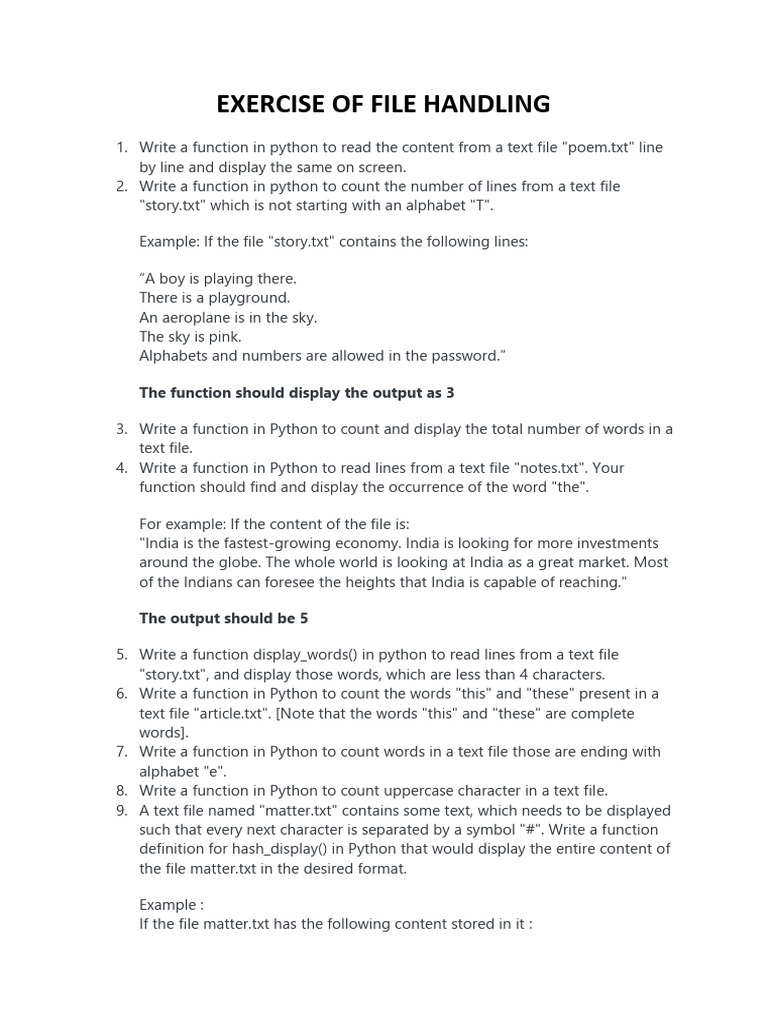 Exercise of File Handling | PDF | Parameter (Computer Programming) | Software Engineering