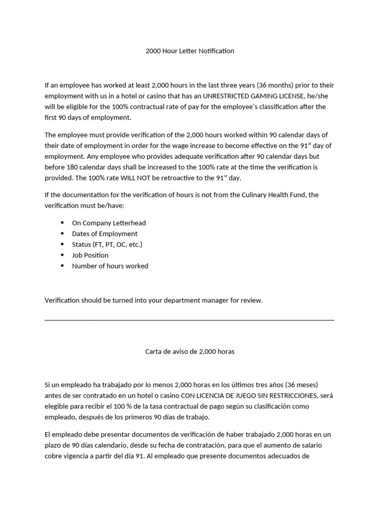 2000 Hour Letter Notification | PDF