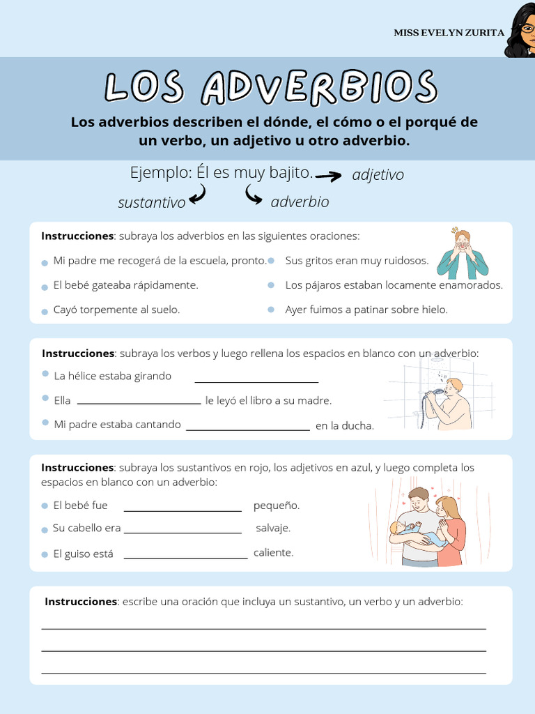 Ficha de ejercicios I - El adverbio | PDF