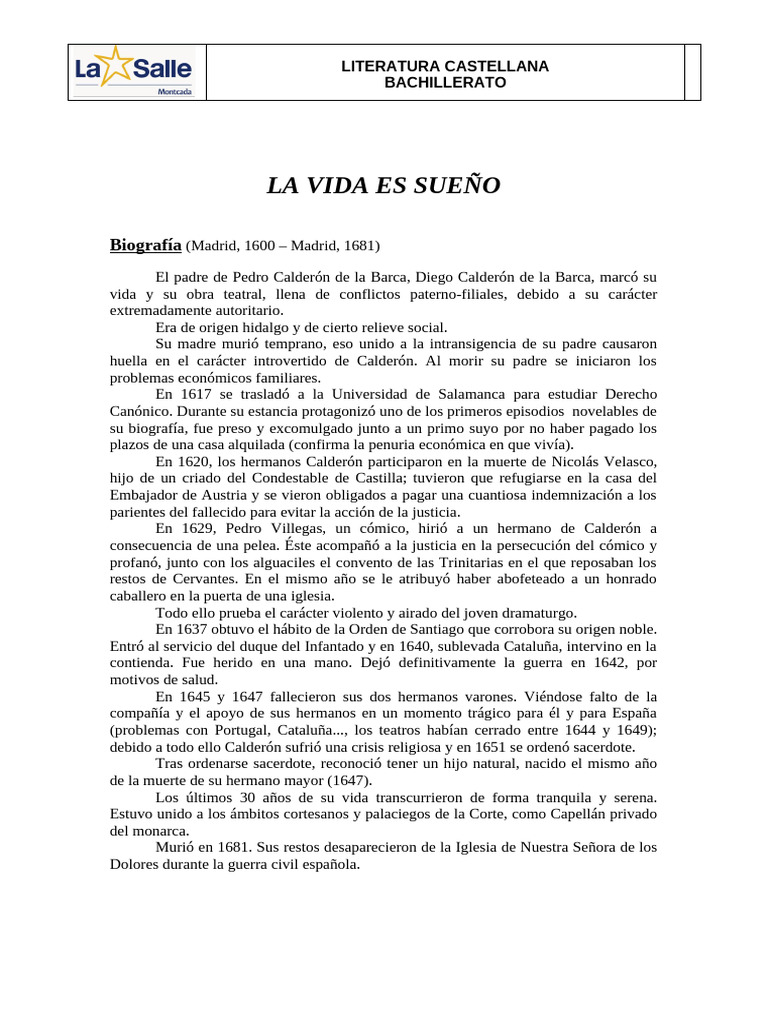 La Vida Es Sueño | PDF | Teatro