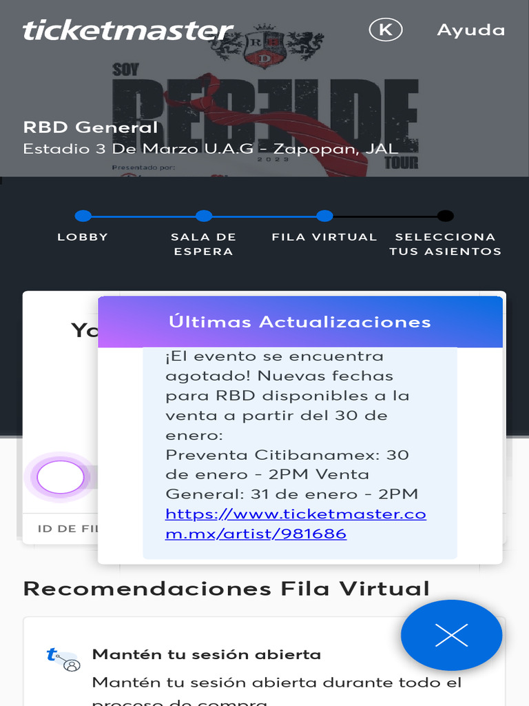 RBD General Boletos 2023-11-26 Zapopan, JAL Ticketmaster | PDF