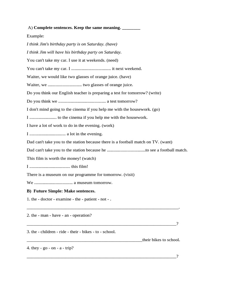 Future Simple and "Going to" Exercises | PDF