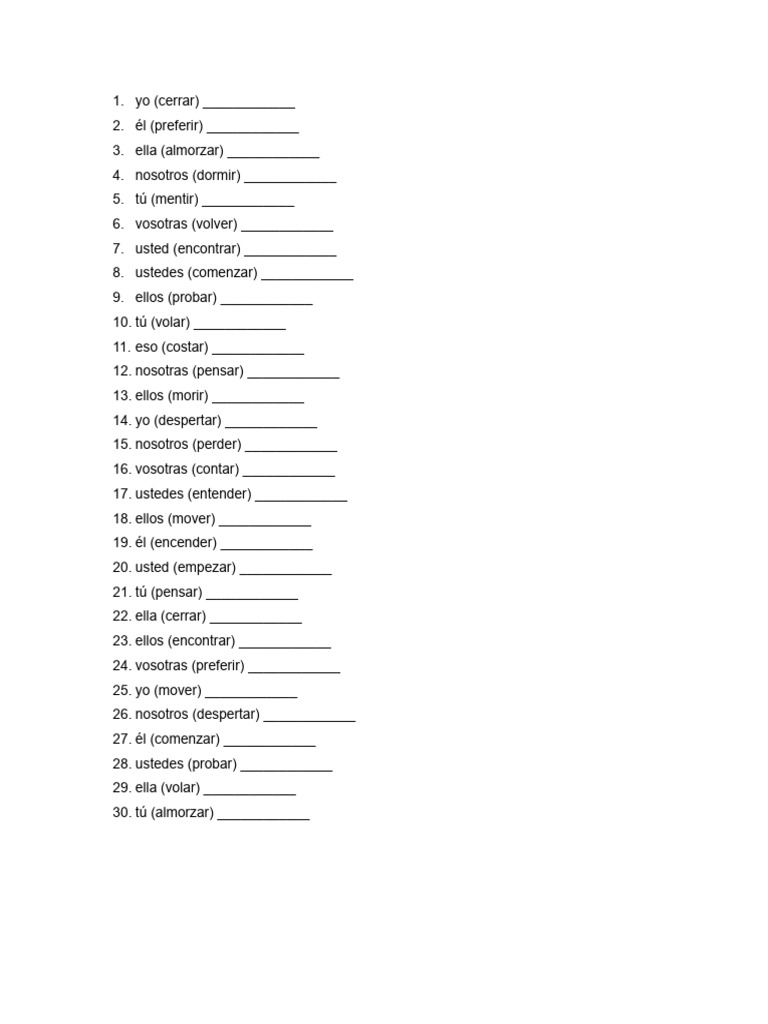 irregular verbs SPANISH - Google Docs | PDF