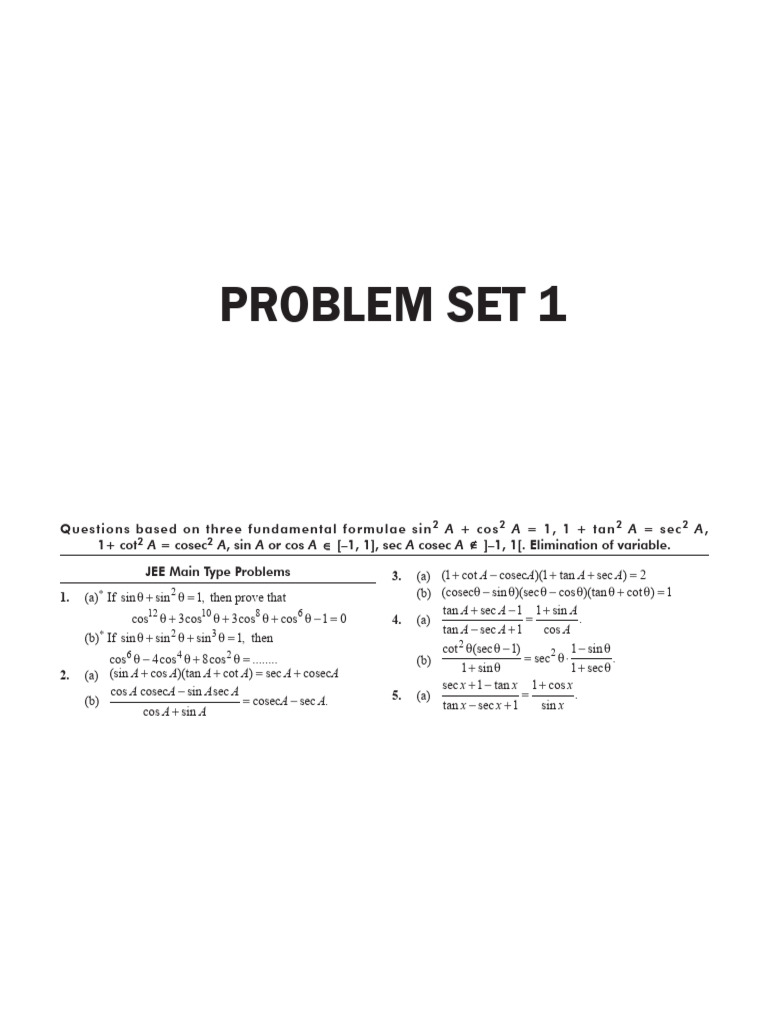 Trigo Problems Set 1 For Udaanair | PDF | Trigonometric Functions ...