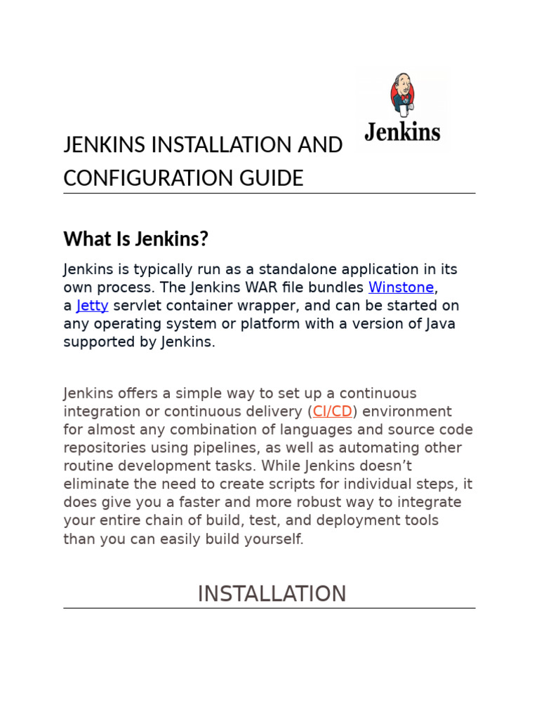 Jenkins Installation & Configuration Guide | PDF | Java (Programming ...