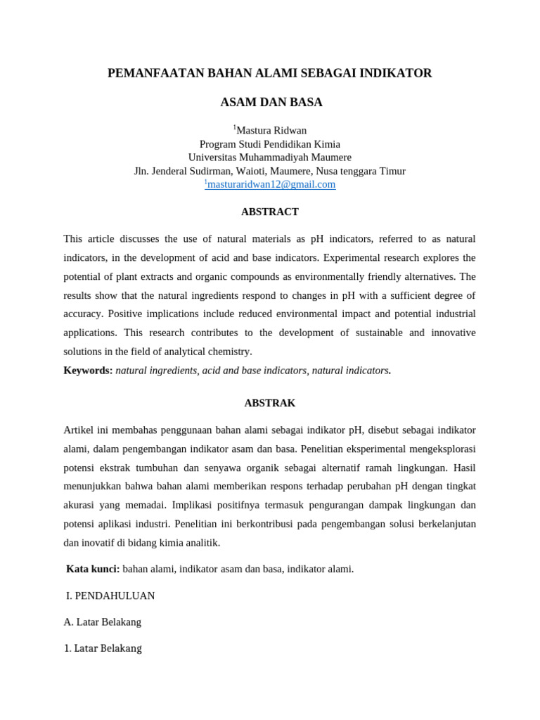 Indikator Alami untuk Asam dan Basa | PDF