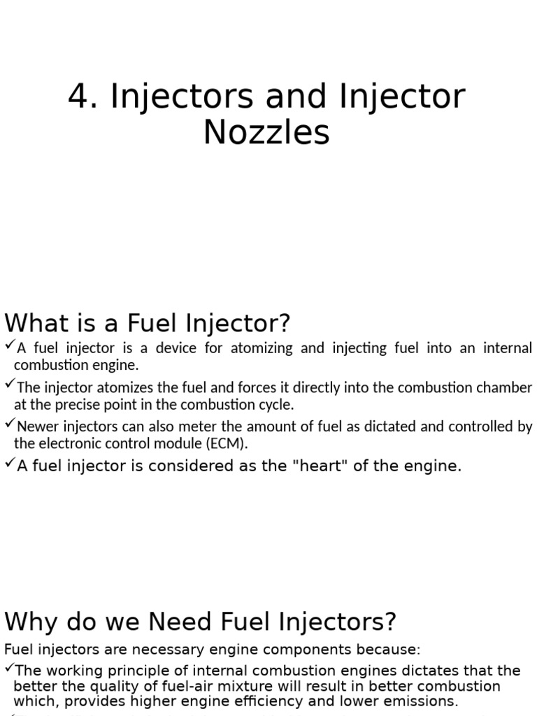 4. Injectors and Injector Nozzles | PDF | Fuel Injection | Combustion
