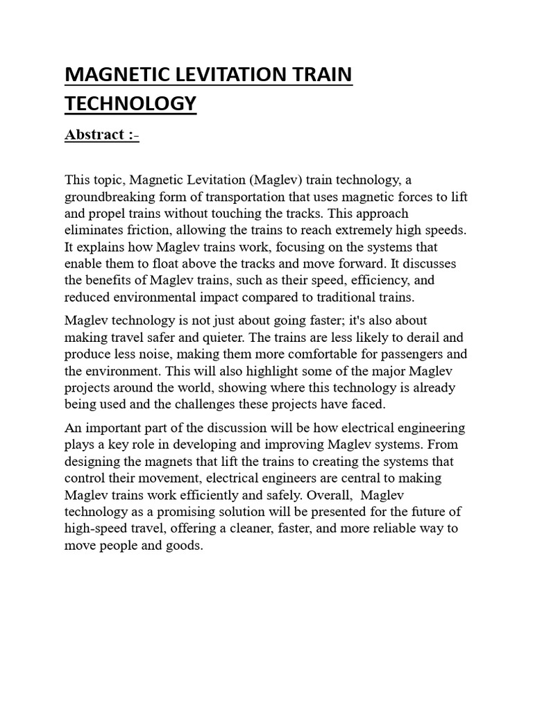 Magnetic Levitation Train Technology | PDF