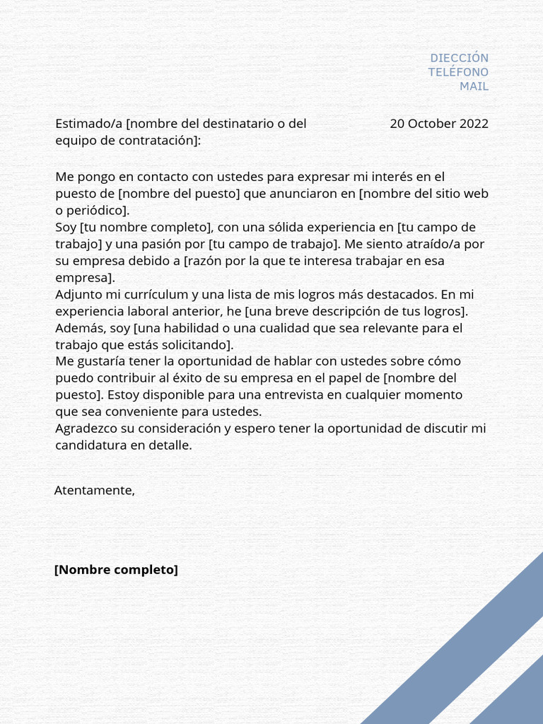 Carta de Presentación para Empleo | PDF