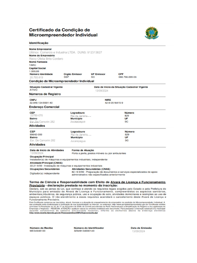 Certificado MEI | PDF