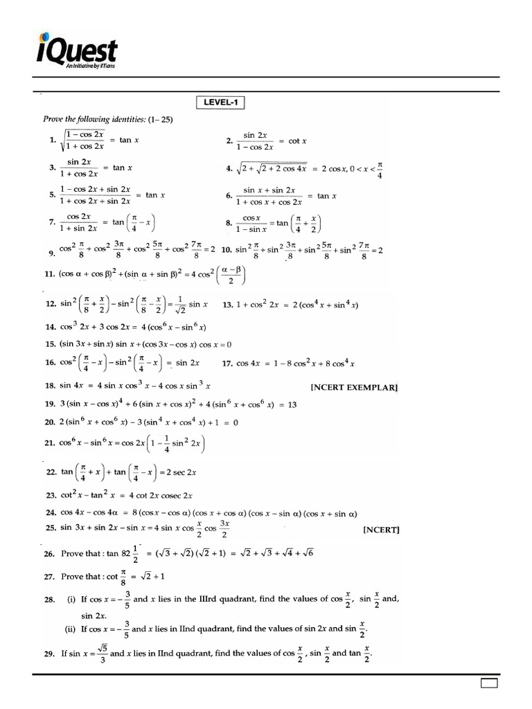 Trigonometry Assignment 4 | PDF