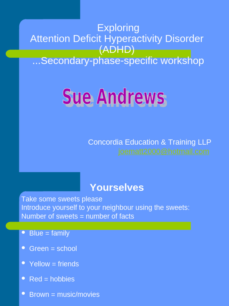 ADHD-workshop | PDF | Attention Deficit Hyperactivity Disorder | Mental Disorder