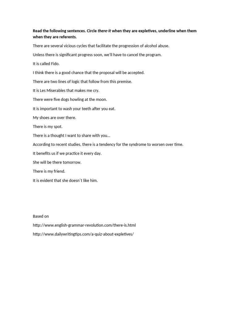 Expletives and Referents in Sentences | PDF