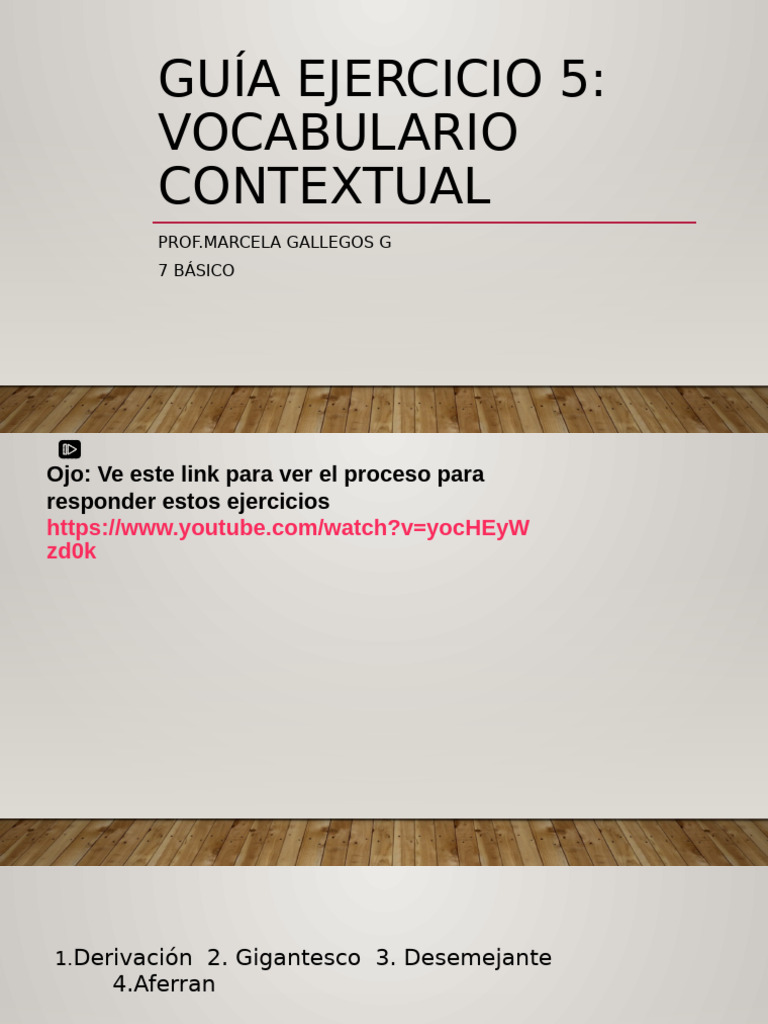 Guía Ejercicio 5 Vocabulario Contextualizado | PDF