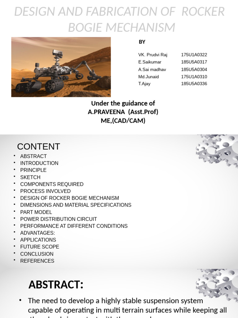 Design and Fabrication of Rocker Bogie Mechanism-3 | PDF | Rover (Space ...
