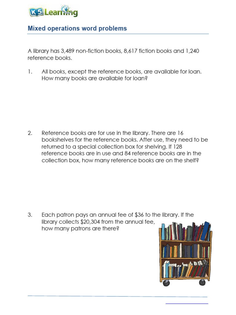 Mixed operations word problems worksheet | PDF