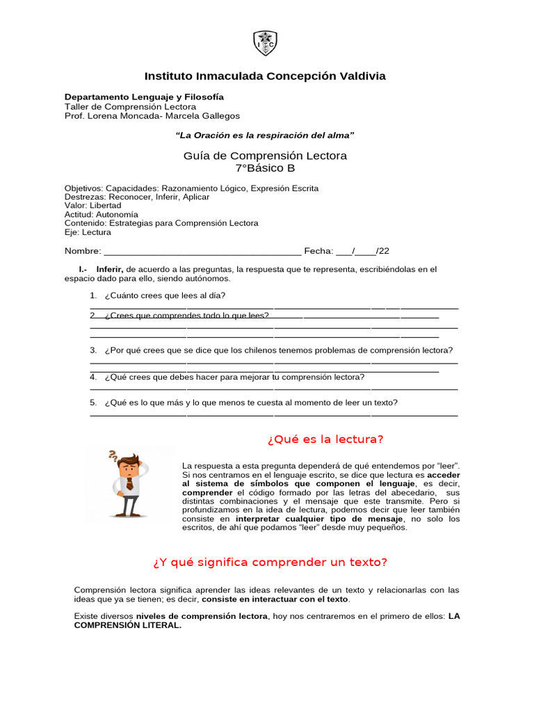 Estrategias para Comprensión Lectora 7° Básico | PDF | Comprensión ...