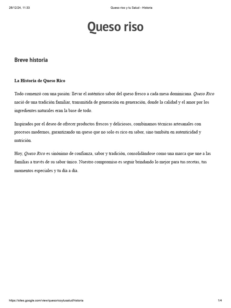 Historia de Queso Rico | PDF