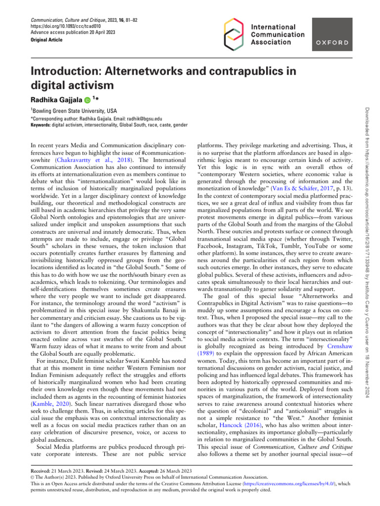 4 Alternetworks and Contrapublics in Digital Activism | PDF | Intersectionality | Feminism