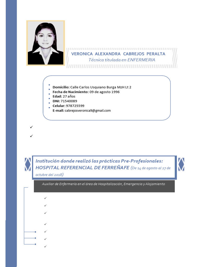 ALEXANDRA CV 2024 | PDF | Enfermería | Documento de identidad