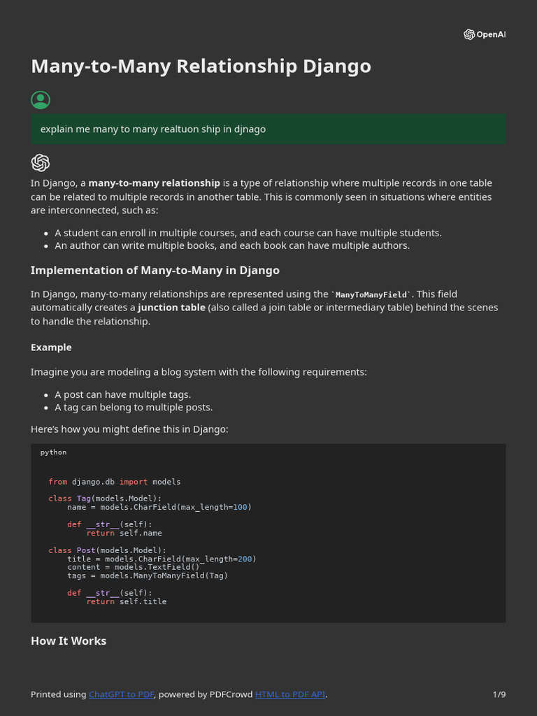 Many-to-Many Relationship Django | PDF | Databases | Information Retrieval