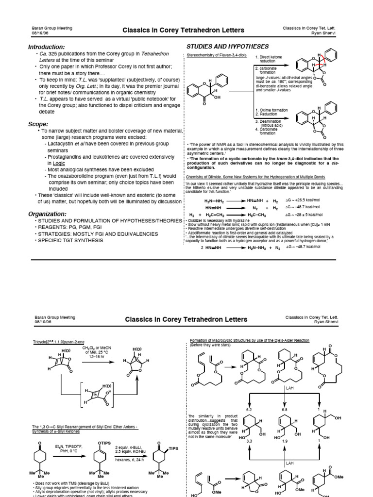 Classics in Corey Tetrahedron Letters | PDF | Aldehyde | Chemical Reactions