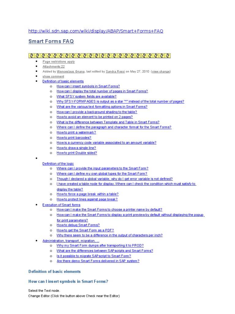 Smart Forms Faq Pdf Parameter Computer Programming Library