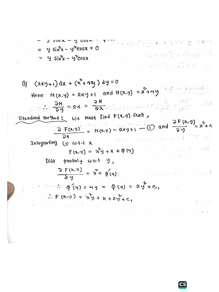 Exact dif eq ans | PDF