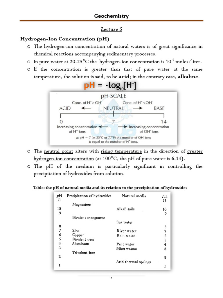 Lecture 5 Geochemistry | PDF | Ph | Solubility