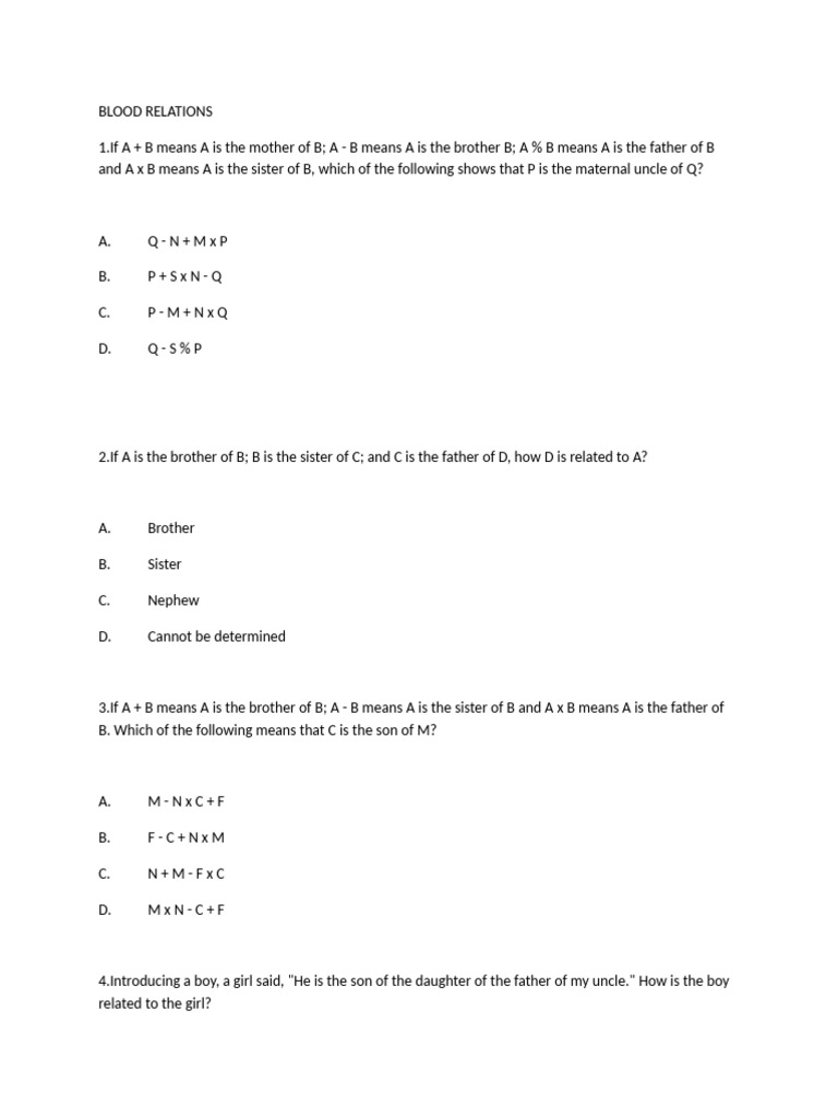 Blood Relations & Symbols and Notations (1) | PDF | Mathematics