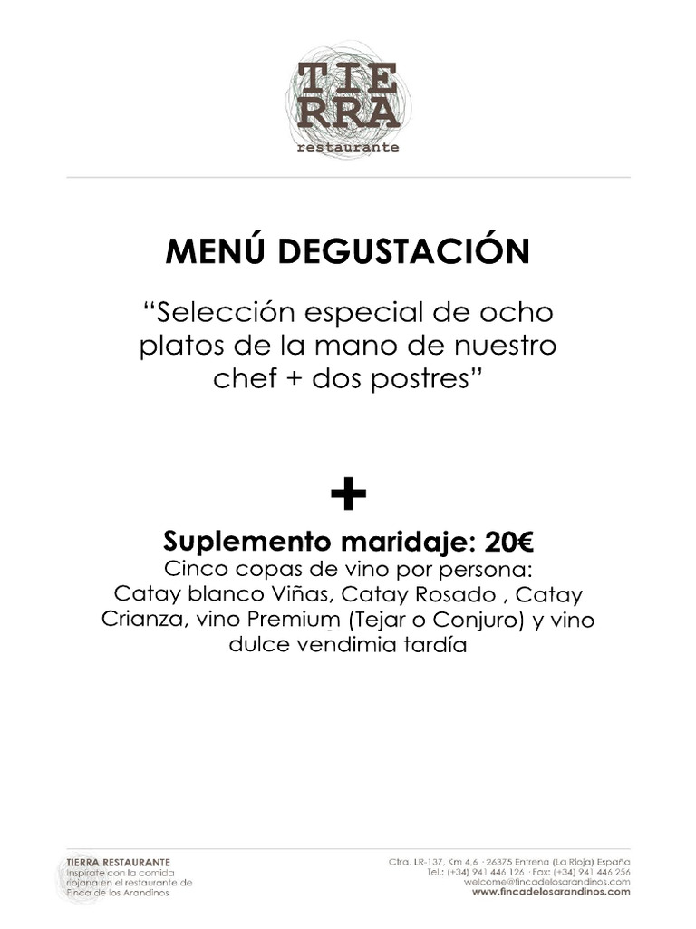 Menú Degustación con Maridaje de Vinos | PDF