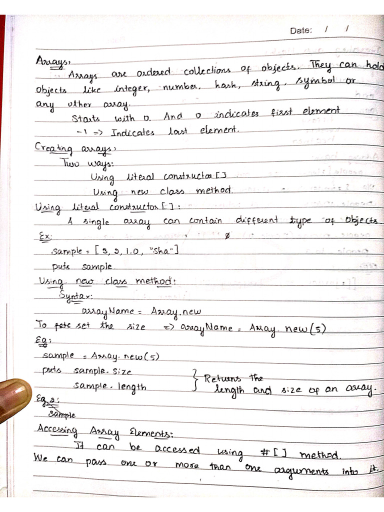 Arrays and Hashes Notes | PDF