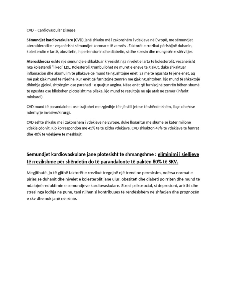 Sëmundjet kardiovaskulare (CVD) | PDF Sëmundjet kardiovaskulare (CVD) | PDF